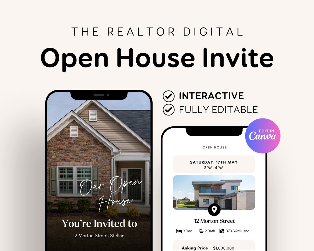 Digital Real Estate Textable Templates Open House Invite Editable ...