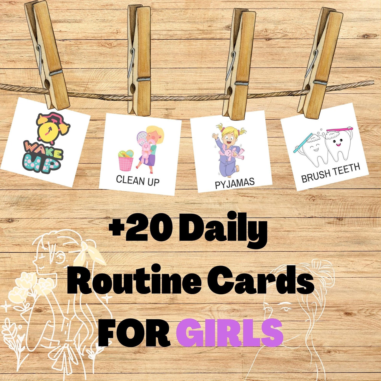 Daily Routine Cards visual Schedule for Girls toddler - Etsy