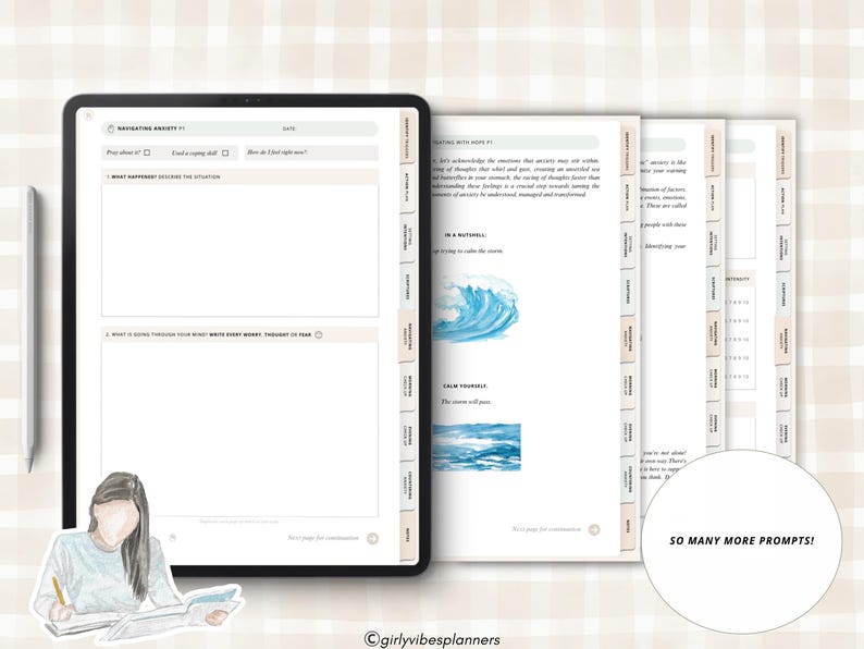 Calming Anxiety Journal: Digital Self-reflection (PDF) - Etsy