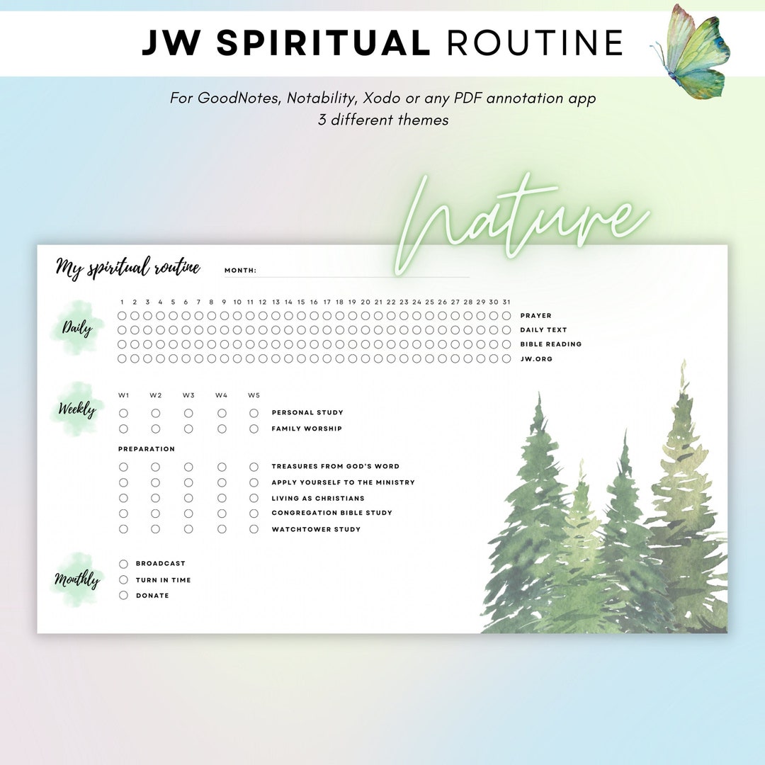 JW Digital Spiritual Routine Tracker, Jehovahs Witnesses Activity ...