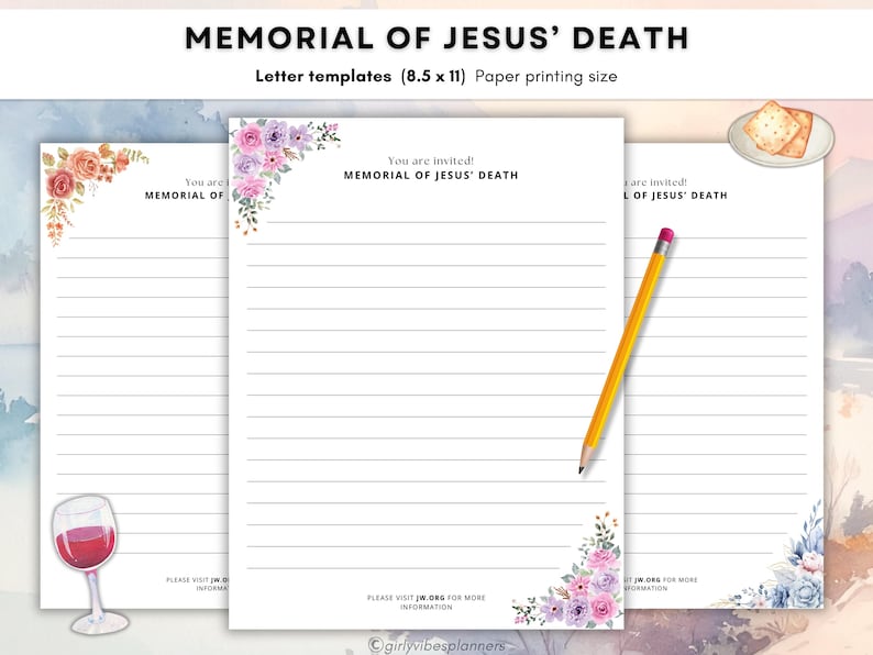 JW Invitation to the Memorial. Letter Writing Templates PDF - Etsy