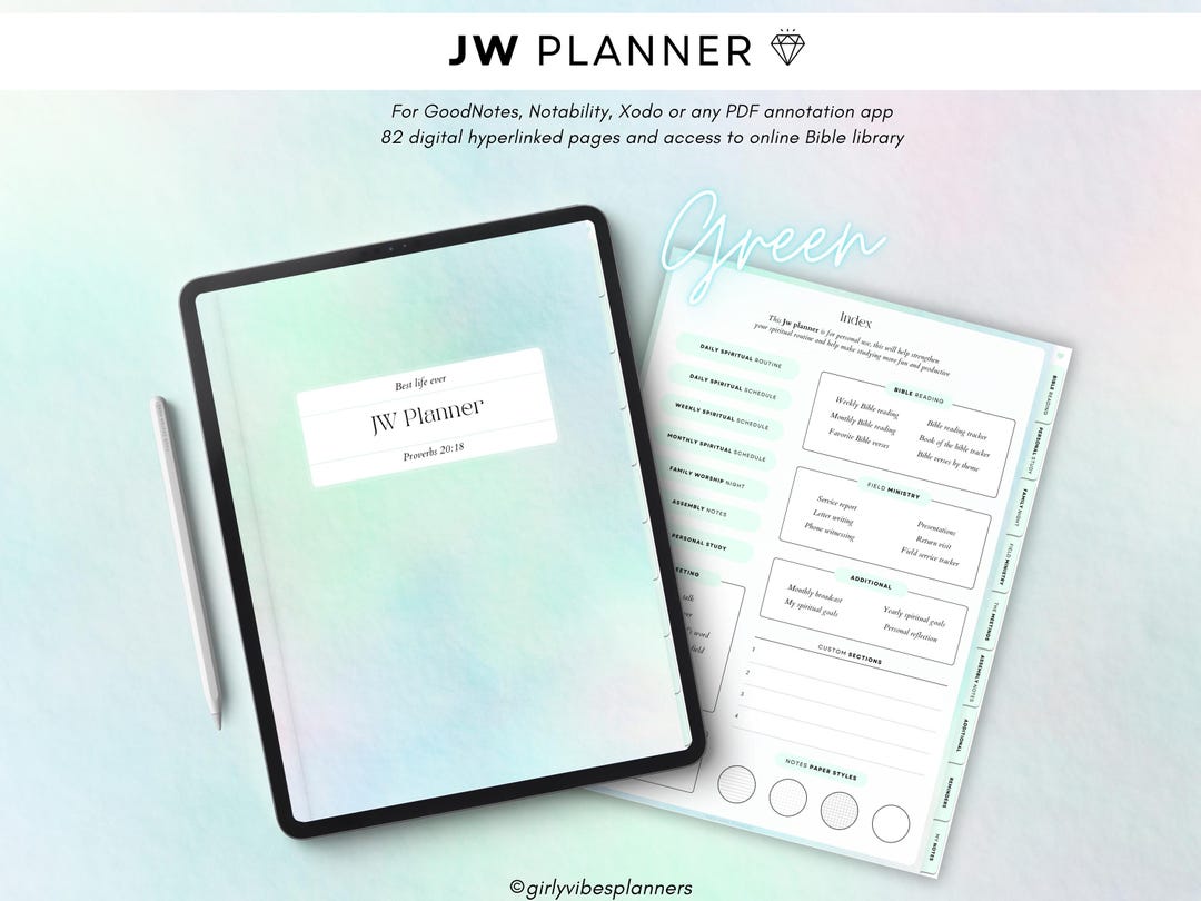 JW Digital Planner, JW Productivity Planner, JW Spiritual Routine - Etsy