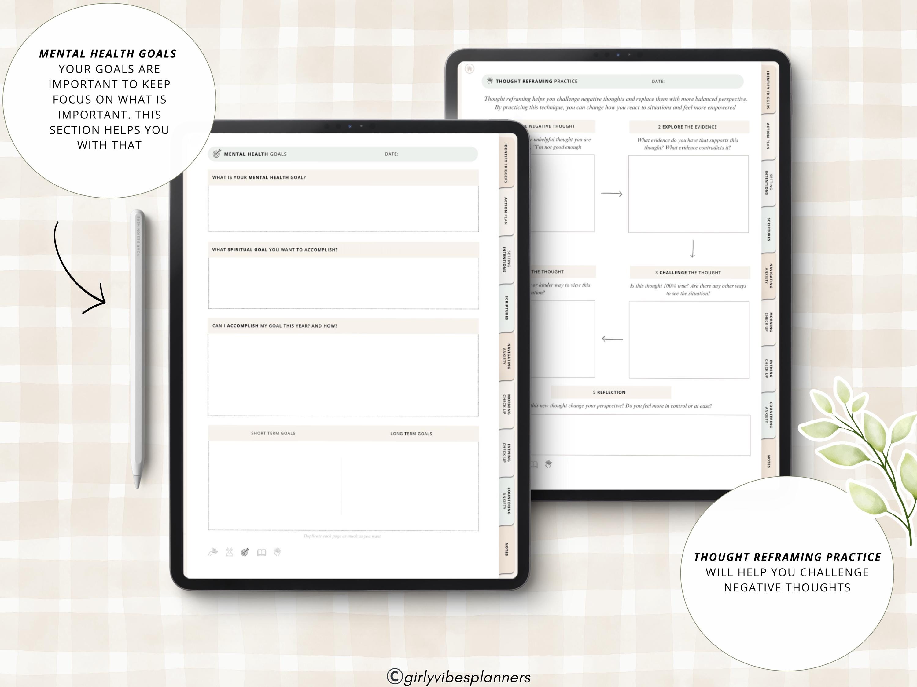 Calming Anxiety Journal: Digital Self-reflection (PDF) - Etsy