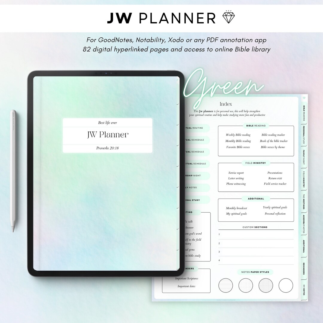 JW Digital Planner, JW Productivity Planner, JW Spiritual Routine - Etsy