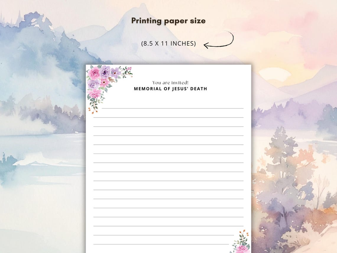 JW Invitation to the Memorial. Letter Writing Templates PDF - Etsy