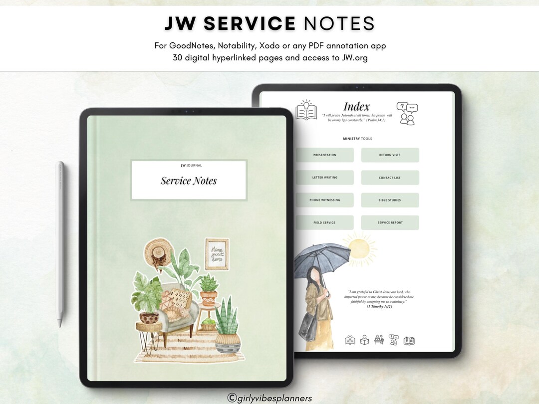 JW Service Notes, Preaching Essential Tools Planner - Etsy