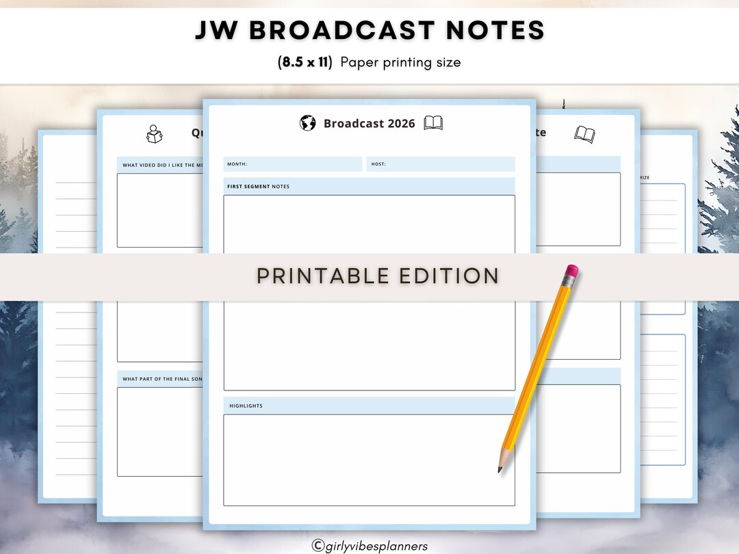 JW Broadcast Notes PDF Printing - Etsy
