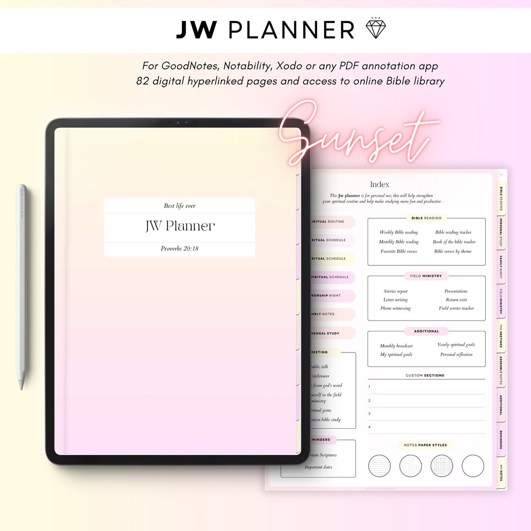 JW Digital Planner, JW Productivity Planner, Spiritual Routine - Etsy