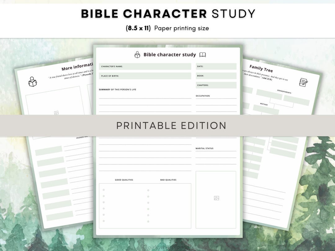 JW Bible Character Study Planner Printable Edition (PDF) - Etsy