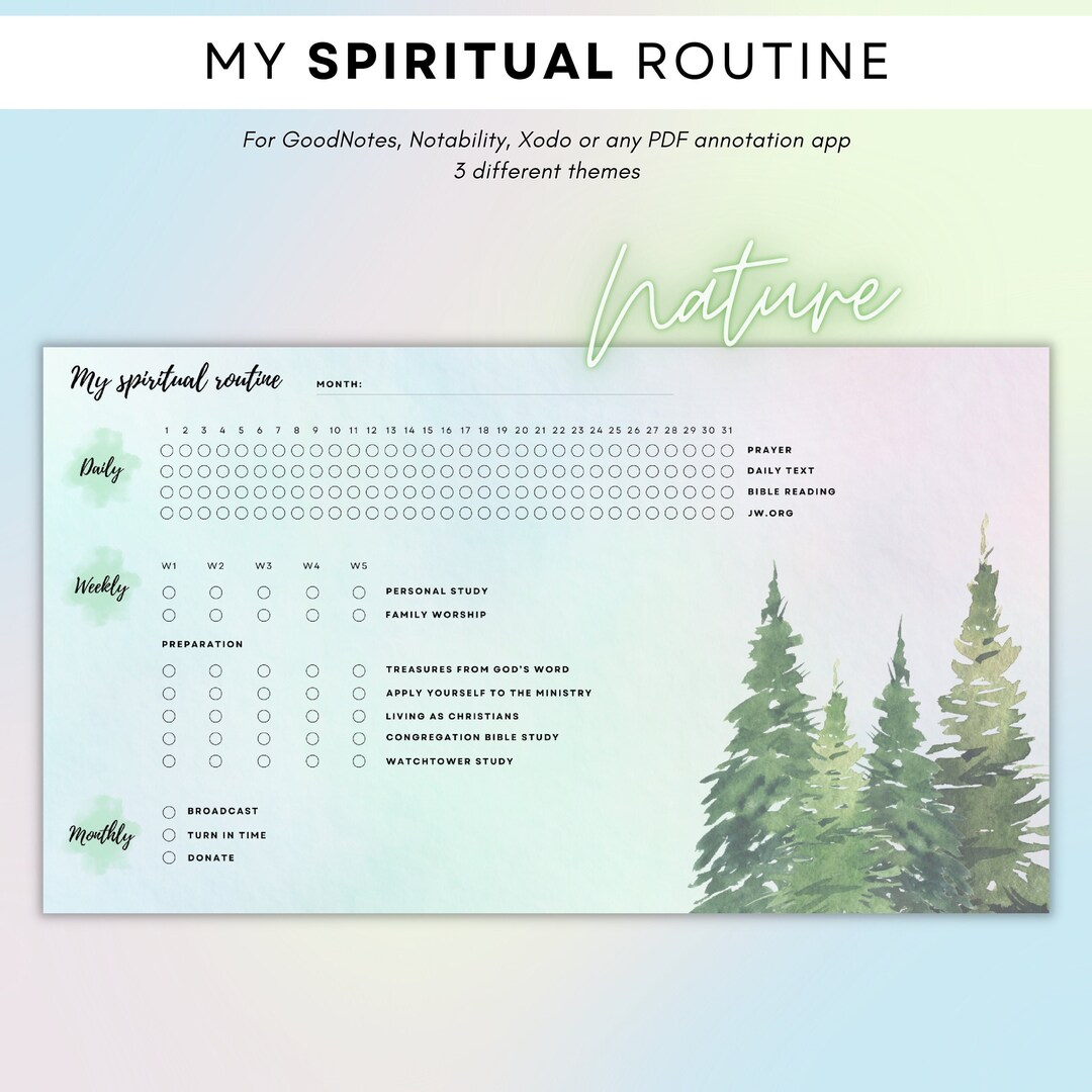 JW Digital Spiritual Routine Tracker Jehovahs Witnesses - Etsy