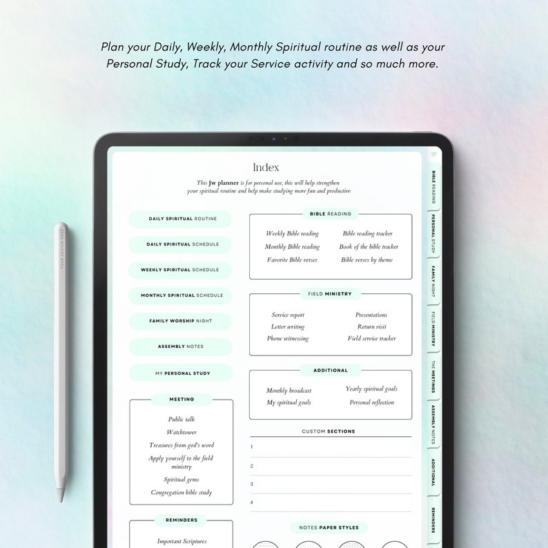 JW Digital Planner, JW Productivity Planner, JW Spiritual Routine - Etsy