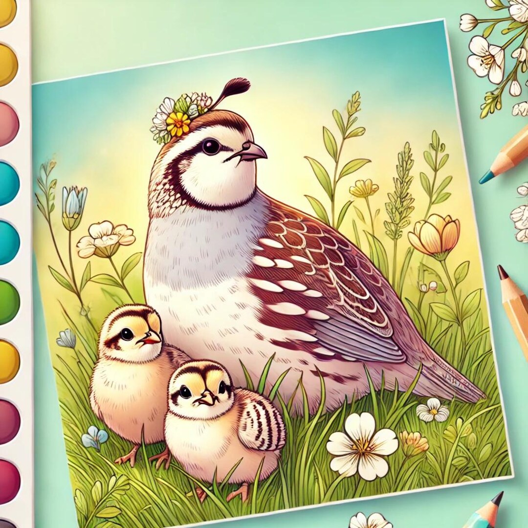 Quail Coloring Page - Etsy