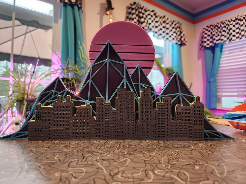 Vaporwave Outrun Synthwave Retro Mountain .STL File for 3D Printing - Etsy