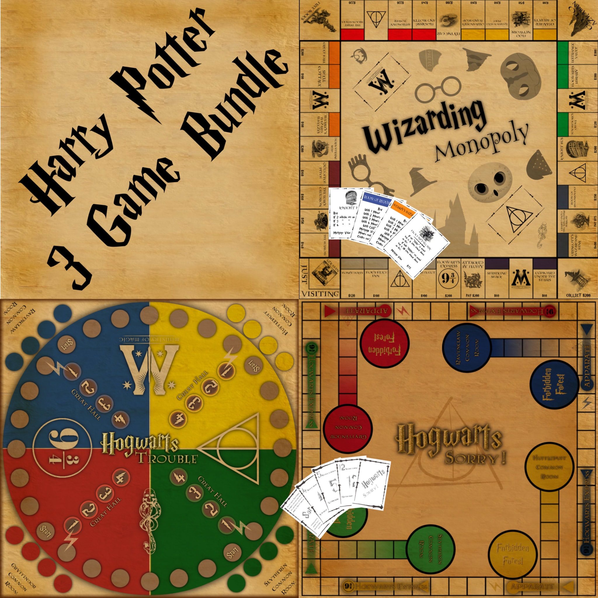 Wizard Board Game Bundle. Monopoly, Trouble, Sorry Instant Download - Etsy