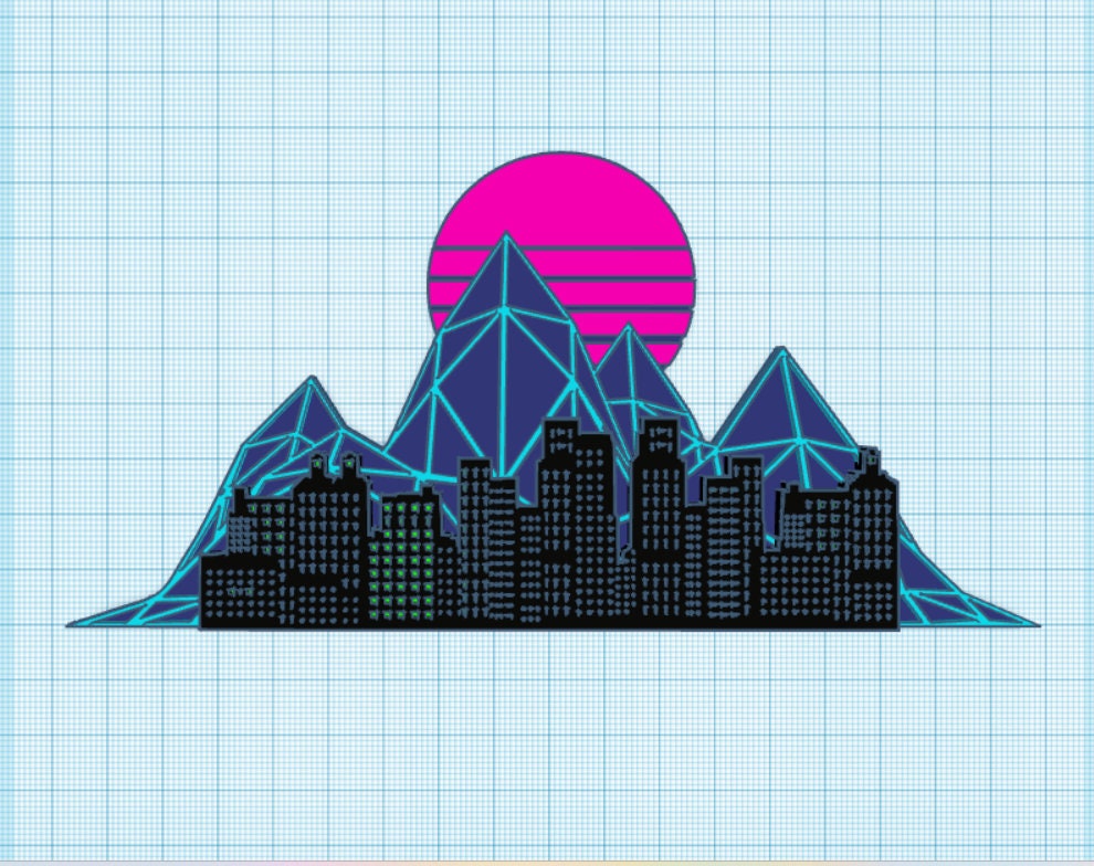 Vaporwave Outrun Synthwave Retro Mountain .STL File for 3D Printing - Etsy