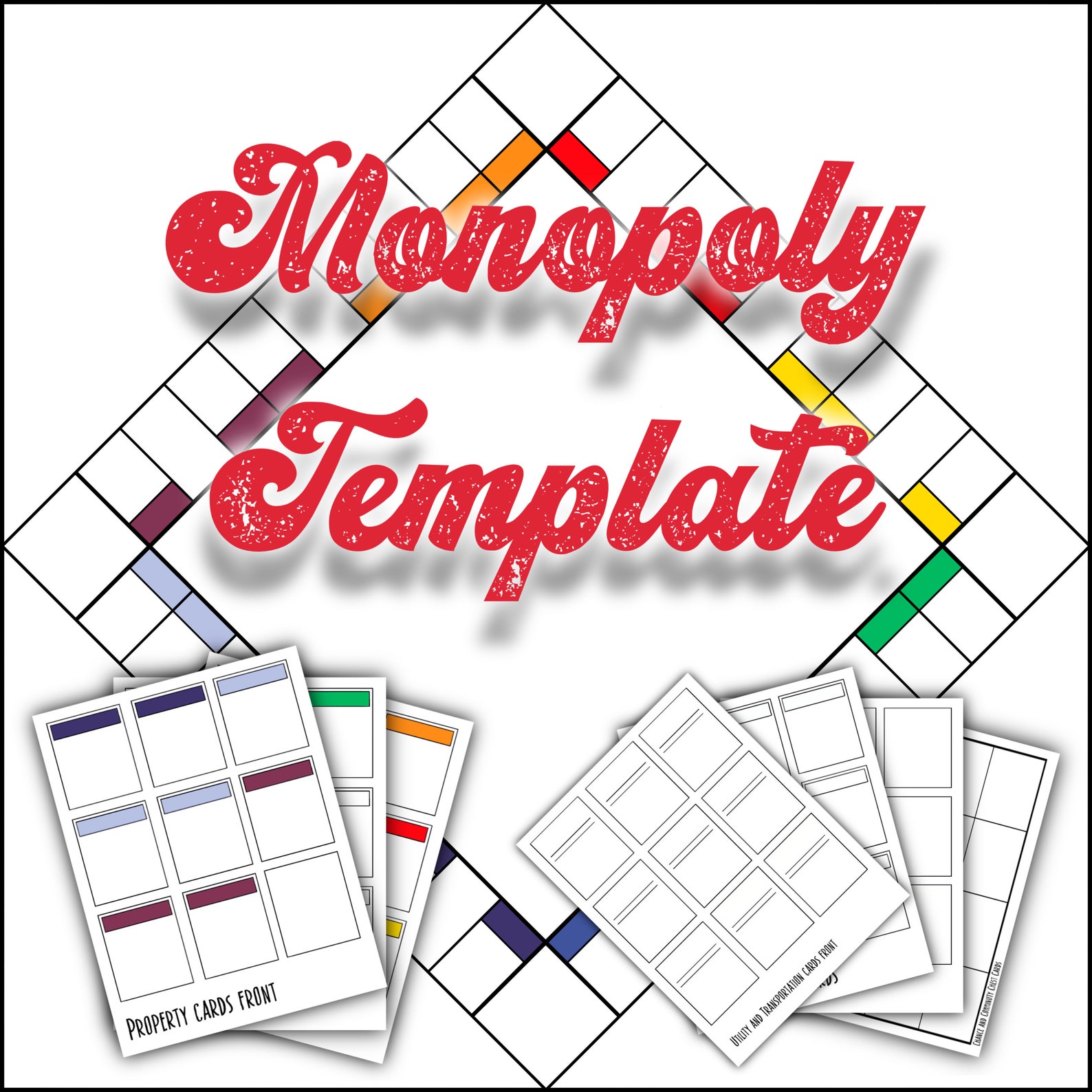 Monopoly Board Game Template Instant Download - Etsy UK
