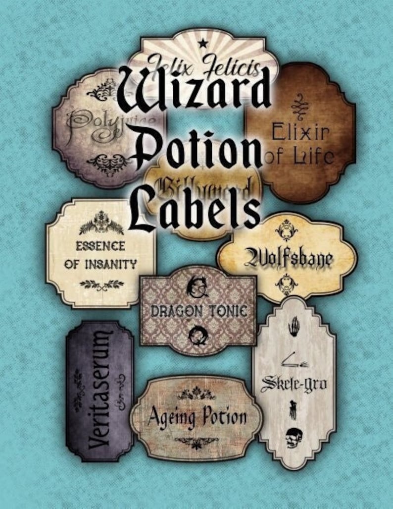 Wizard Potion Bottle Labels Instant Download - Etsy