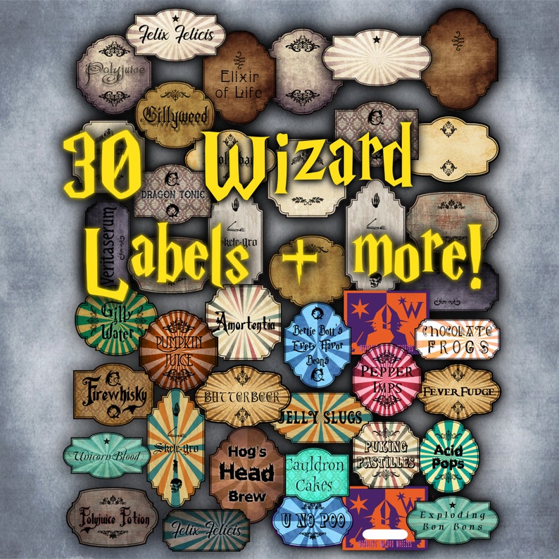 30+ Wizard Potion Bottle Labels and More Instant Download - Etsy