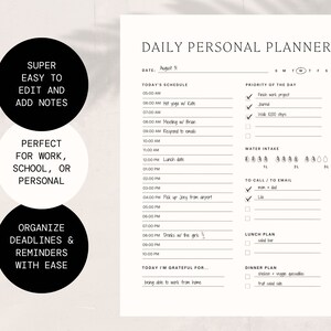 Editable Daily Planner | Printable Daily Planner | Daily Planner for ...
