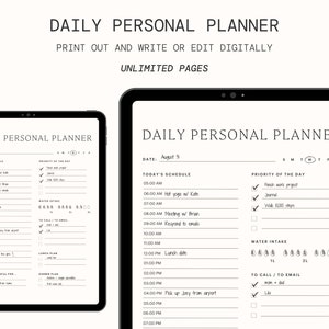 Editable Daily Planner | Printable Daily Planner | Daily Planner for ...