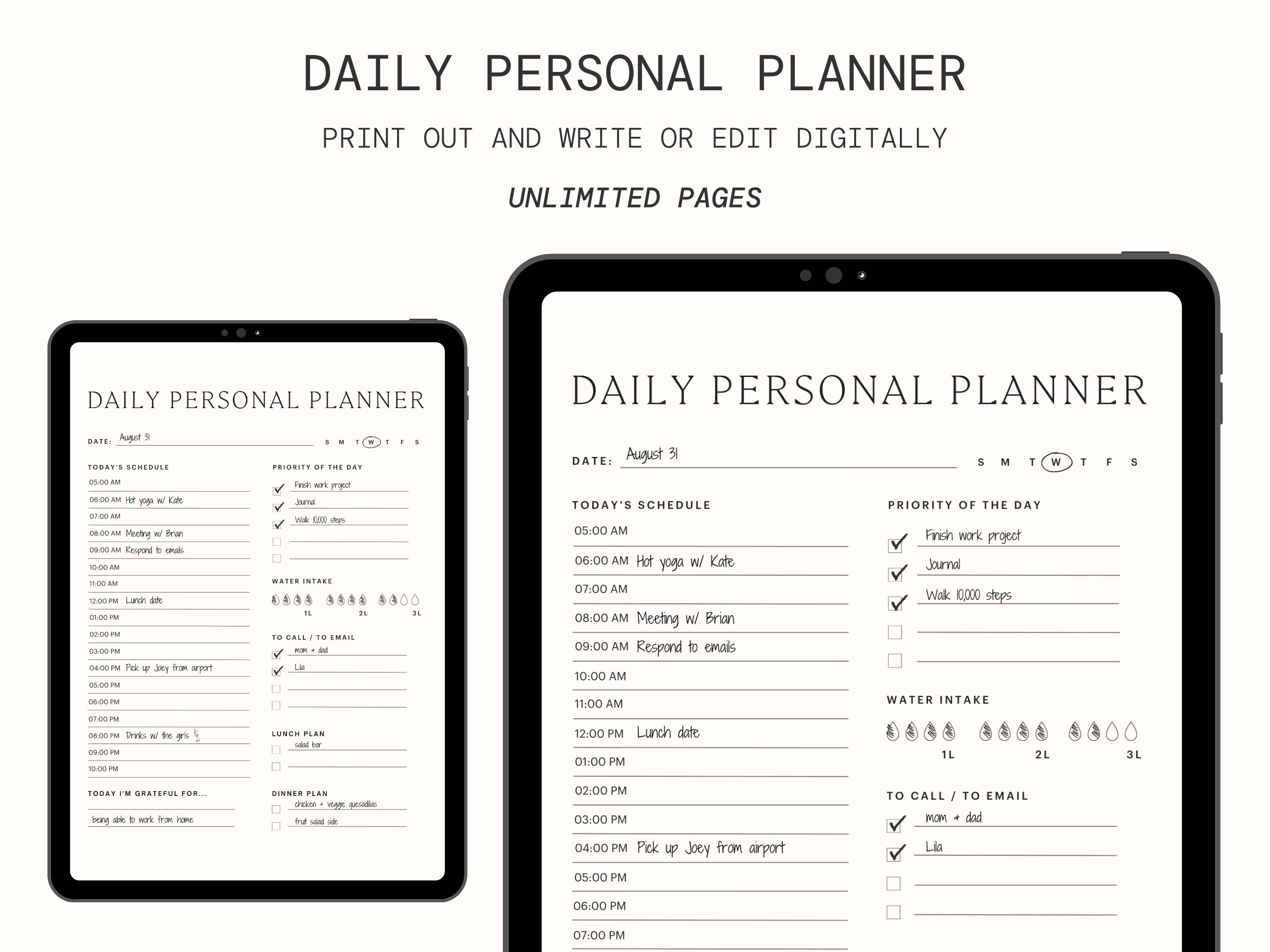 Editable Daily Planner | Printable Daily Planner | Daily Planner for ...