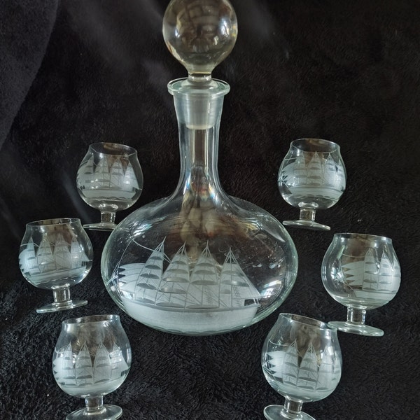Etched Ship Decanter - Etsy