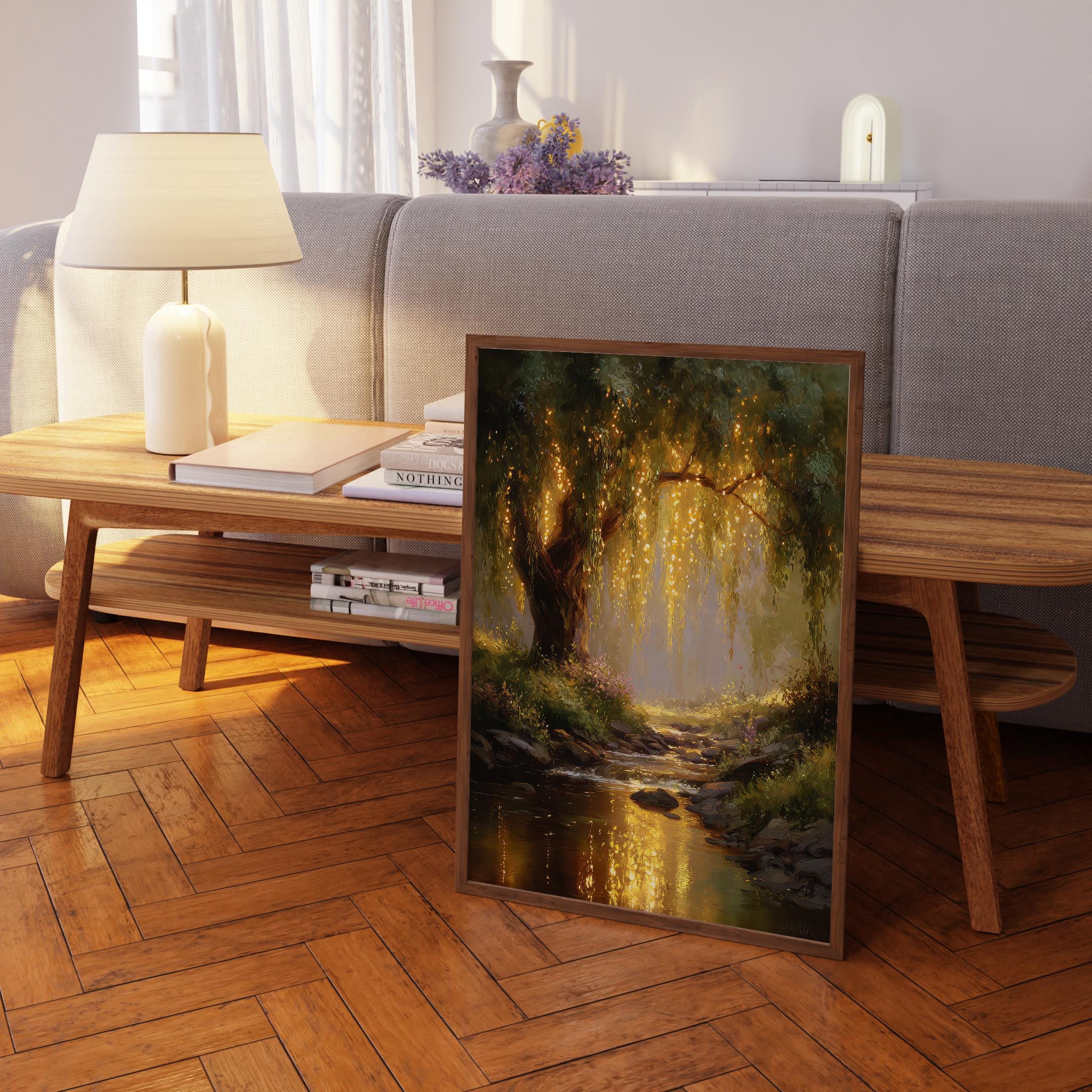 Willow Tree Fairies Oil Painting Print | Cottagecore Decor | Dark ...