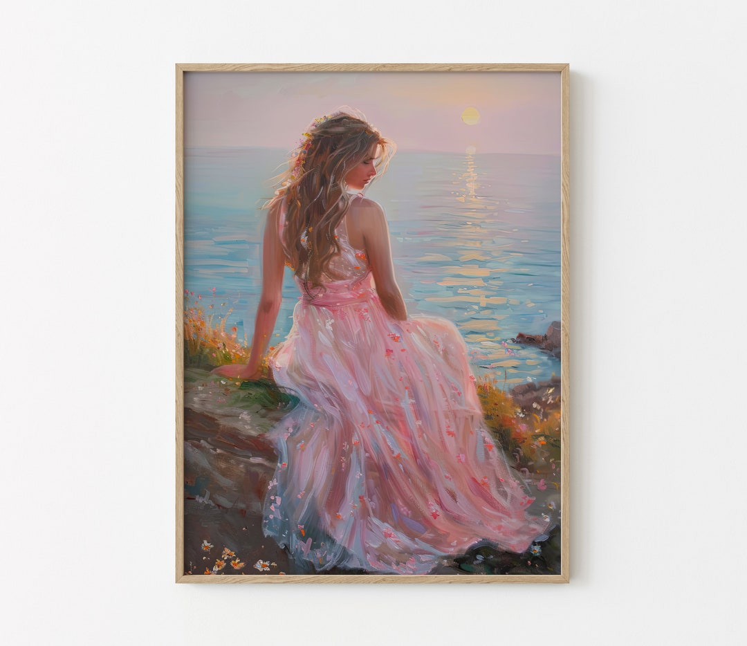 Vintage Aphrodite by the Ocean Oil Painting Print | Birth of Venus Myth ...