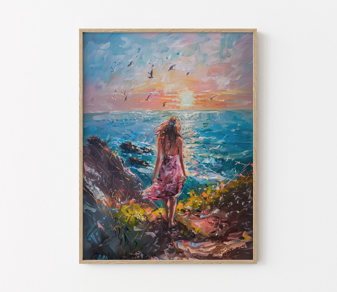 Vintage Aphrodite by the Ocean Oil Painting Print | Birth of Venus Myth ...