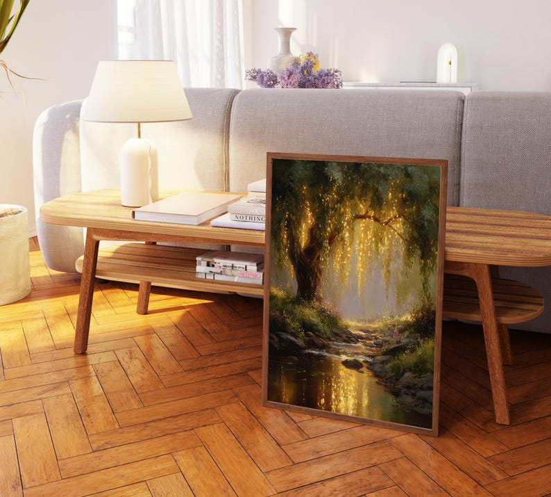 Willow Tree Fairies Oil Painting Print | Cottagecore Decor | Dark ...