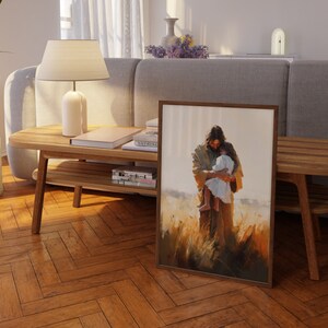 Holy Embrace Oil Painting Print, Jesus Portrait, Jesus Print, Jesus ...