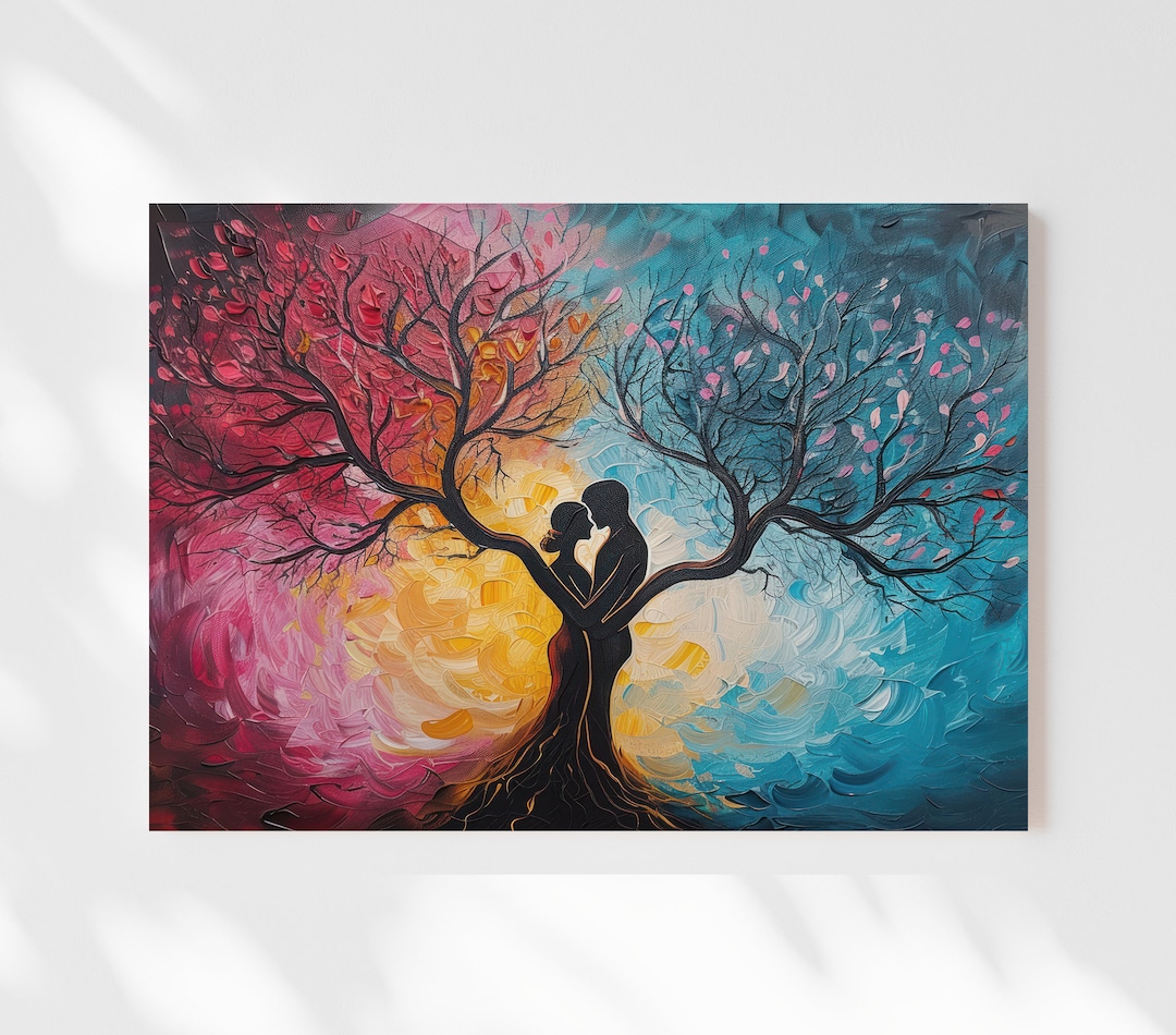 Tree of Love Panting Canvas Soulmate Wall Art Intricate Artwork Vibrant ...