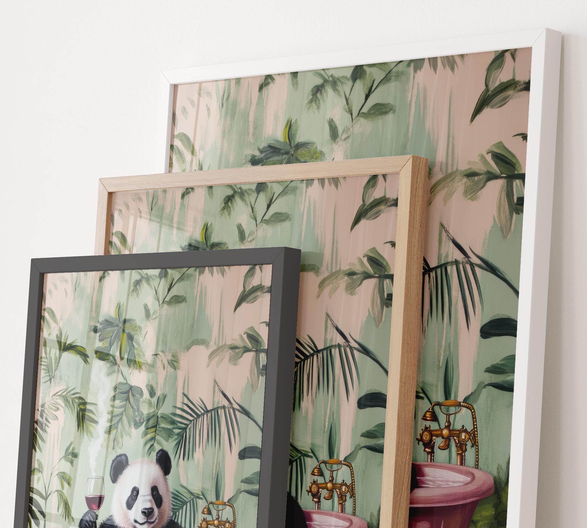 Panda Bathroom Print | Alcohol Print | Funny Animal Art | Panda in Bath ...