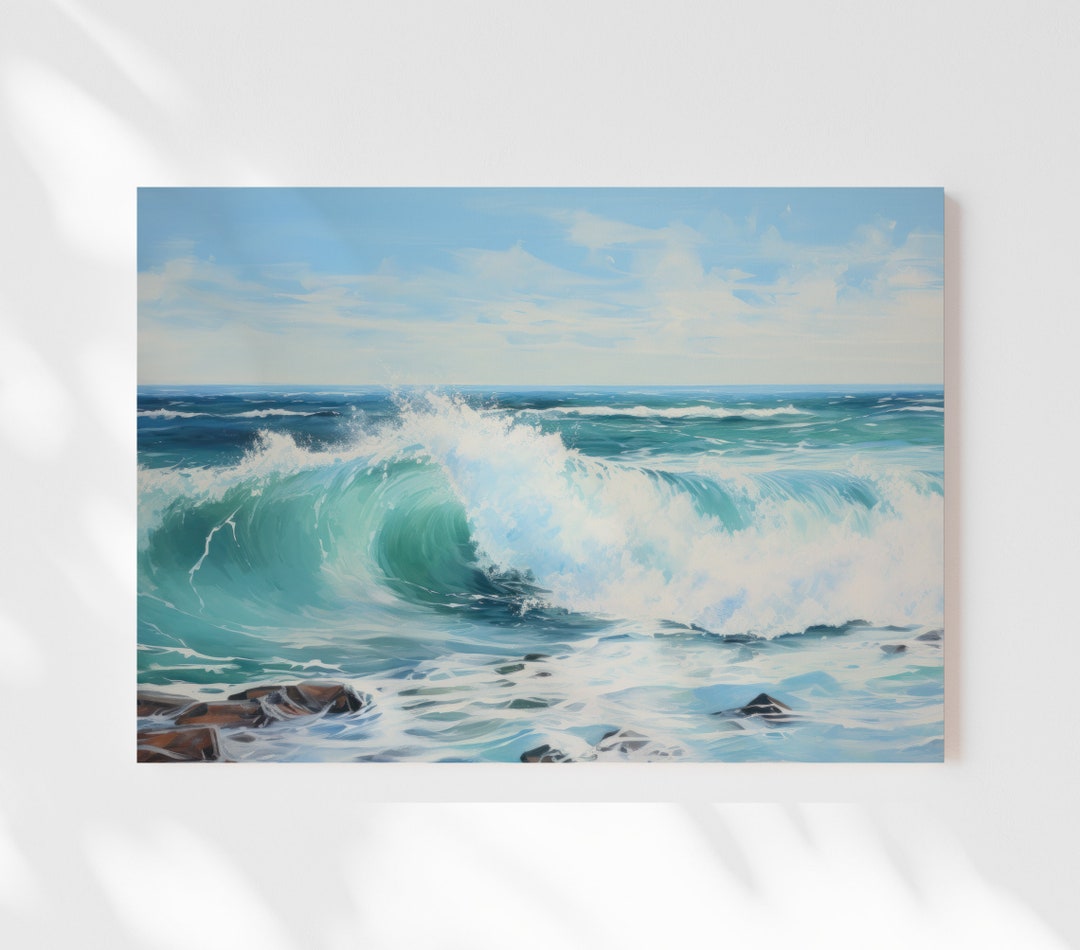 Ocean Canvas, Beach Oil Painting Canvas, Ocean Waves Aerial, Ocean Wall ...