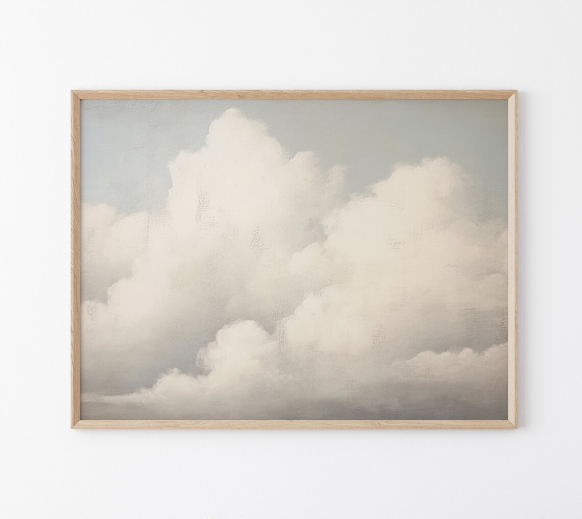 Vintage Cloud Oil Painting Digital Print | Nursery Wall Art | Sky Wall ...