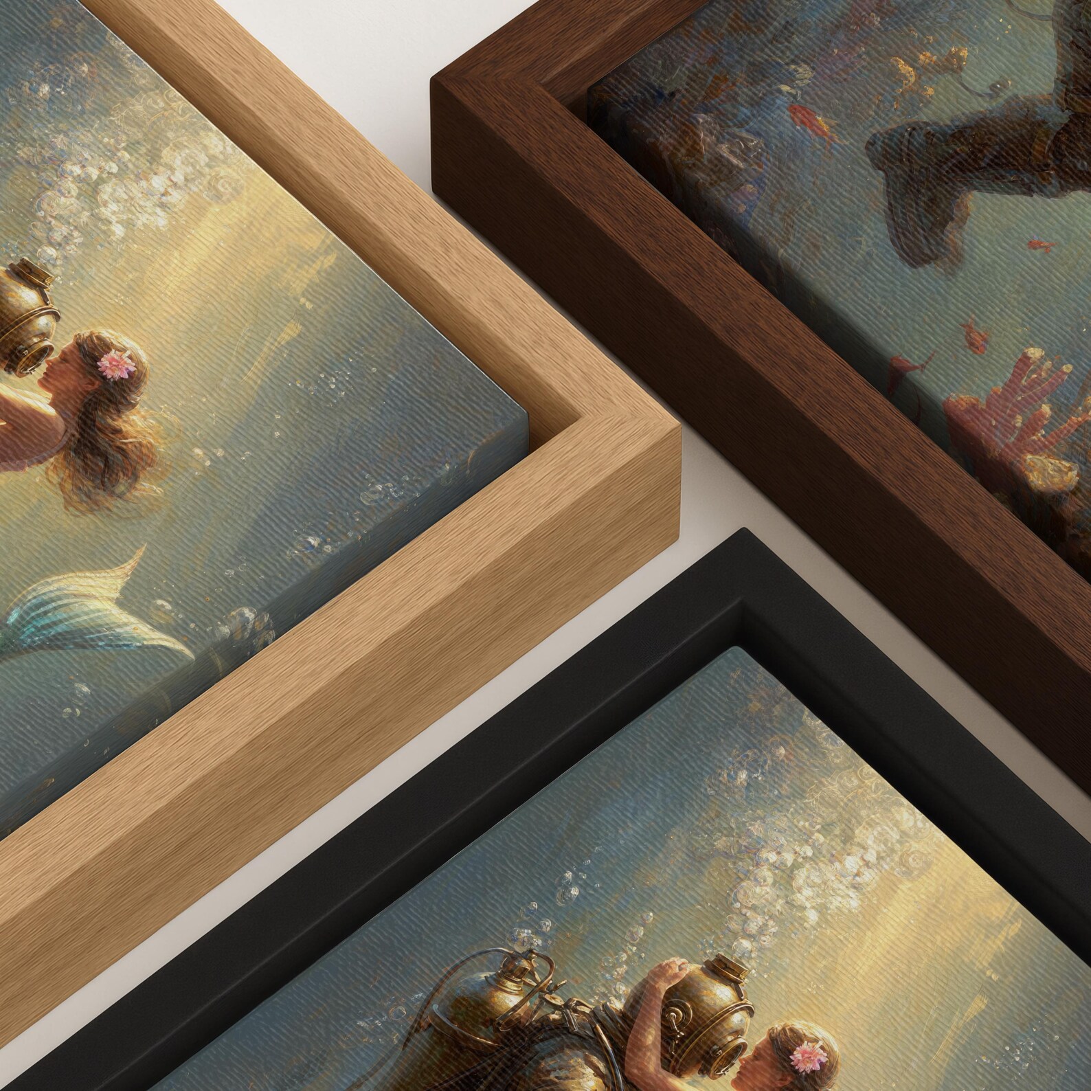 Vintage Mermaid Painting Canvas Print | Nautical Coastal Wall Art for ...
