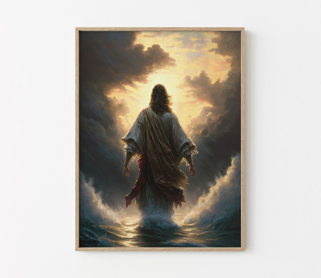 Jesus Christ Walking on Water Original Oil Painting, Christian Print ...