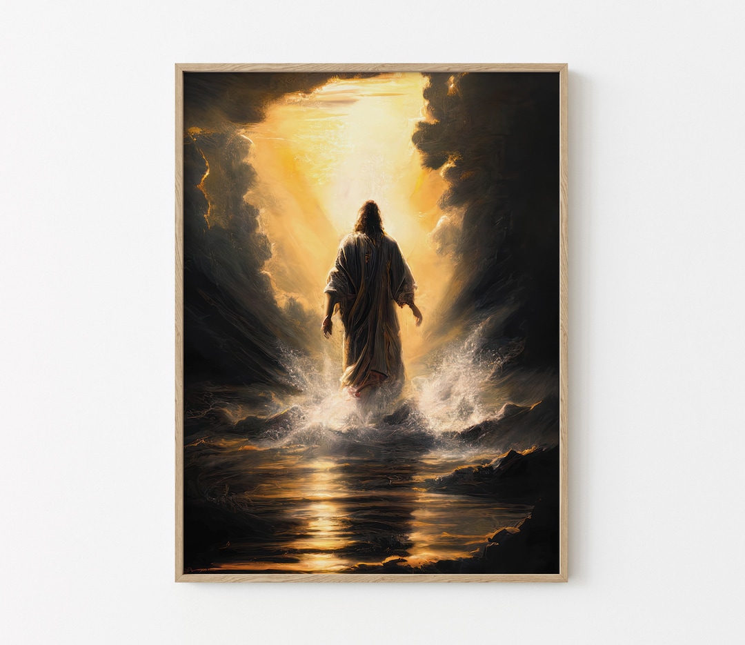 Jesus Christ Walking on Water Original Detailed Oil Painting Print ...