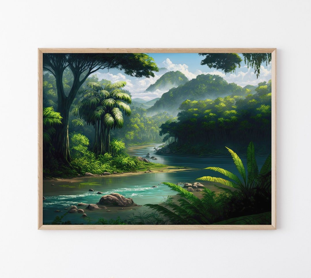Amazon Rainforest Inspired Landscape Painting, Gift for Nature Lovers ...