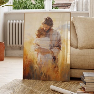 Holy Embrace Oil Painting Print, Jesus Portrait, Jesus Print, Jesus ...