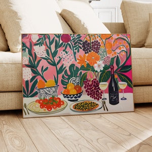 Dinner Table Food Abstract Paining | Retro Food Art | Vintage Food ...