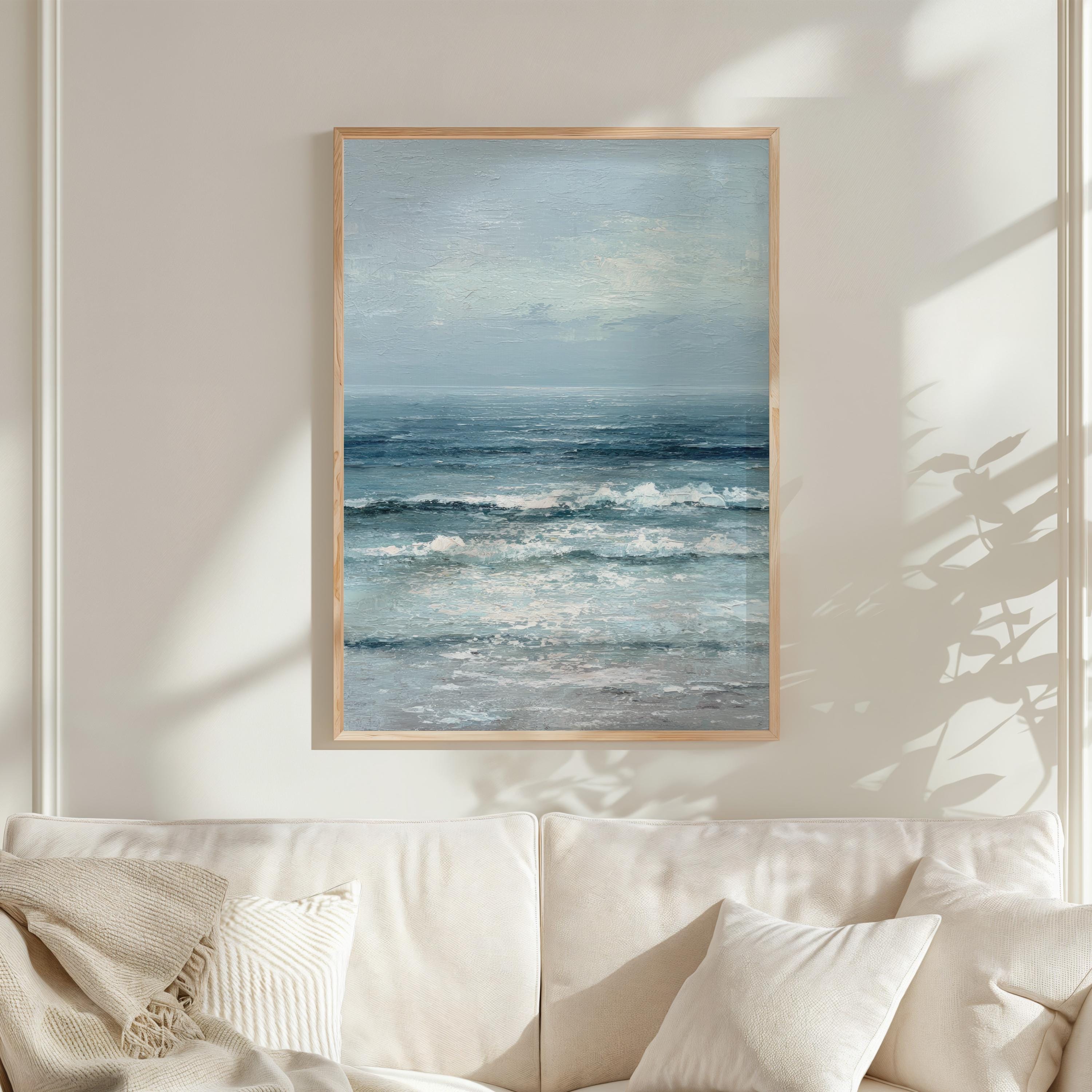 Muted Ocean Painting Print | Coastal Beach Art | Minimalist Seascape ...