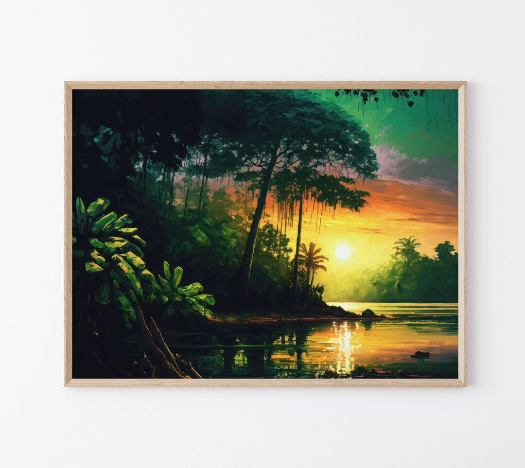 Amazon Rainforest Inspired Landscape Painting, Gift for Nature Lovers ...