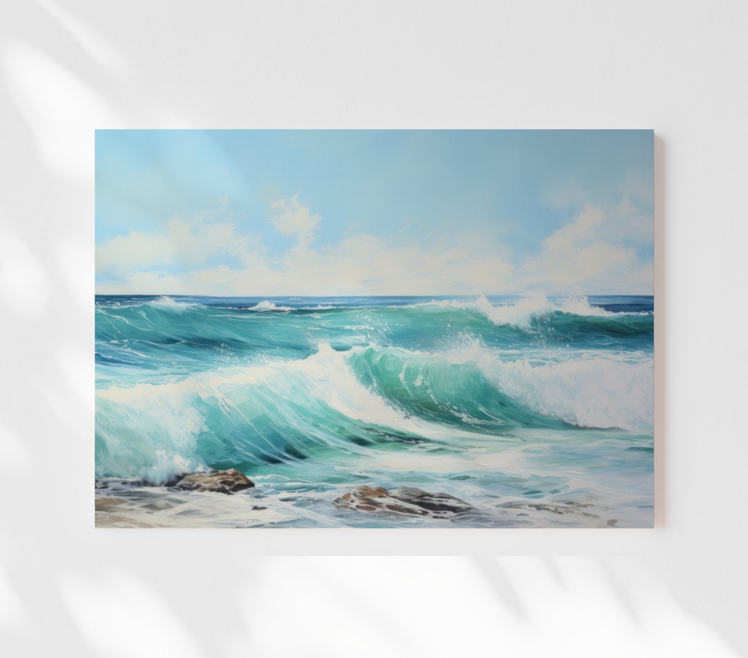 Ocean Canvas, Beach Oil Painting Canvas, Ocean Waves Aerial, Ocean Wall ...