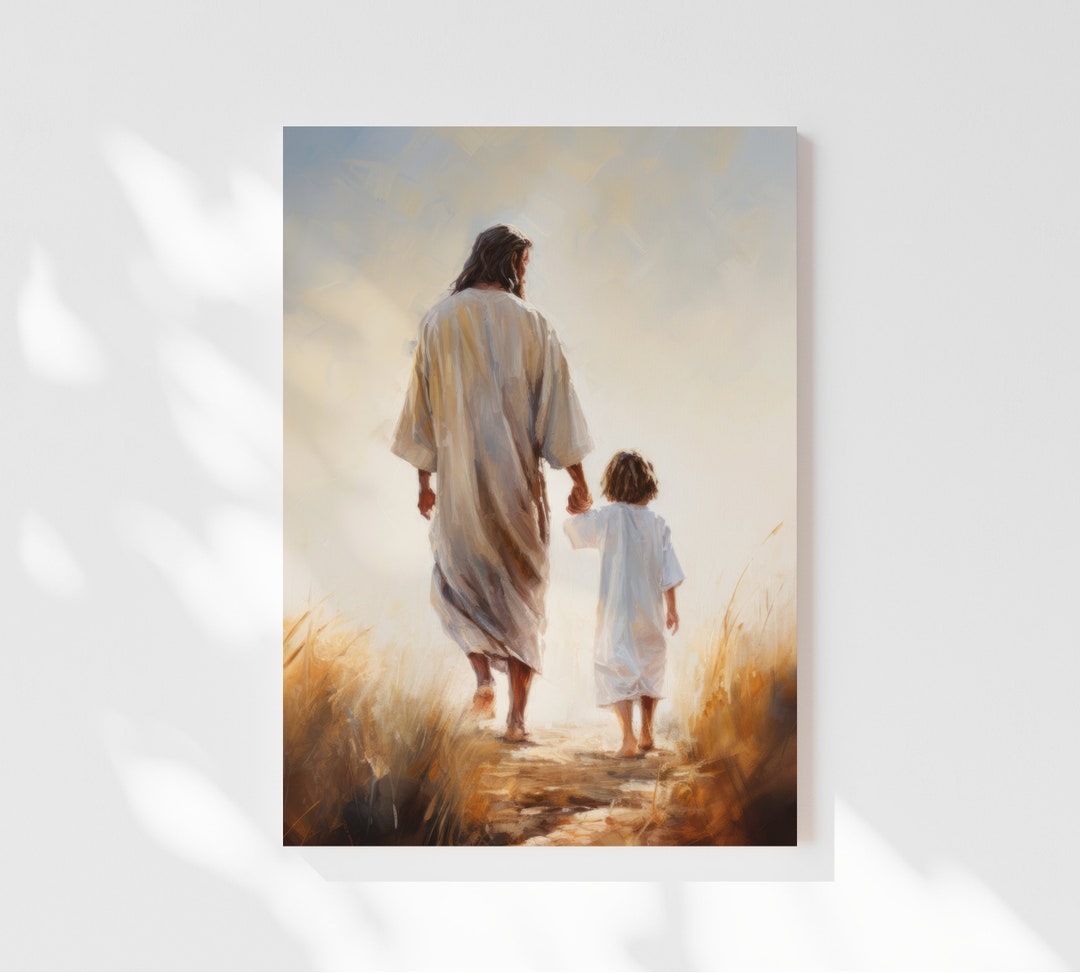 Child of God Oil Painting Canvas, Jesus Shows the Way, Christian Art ...