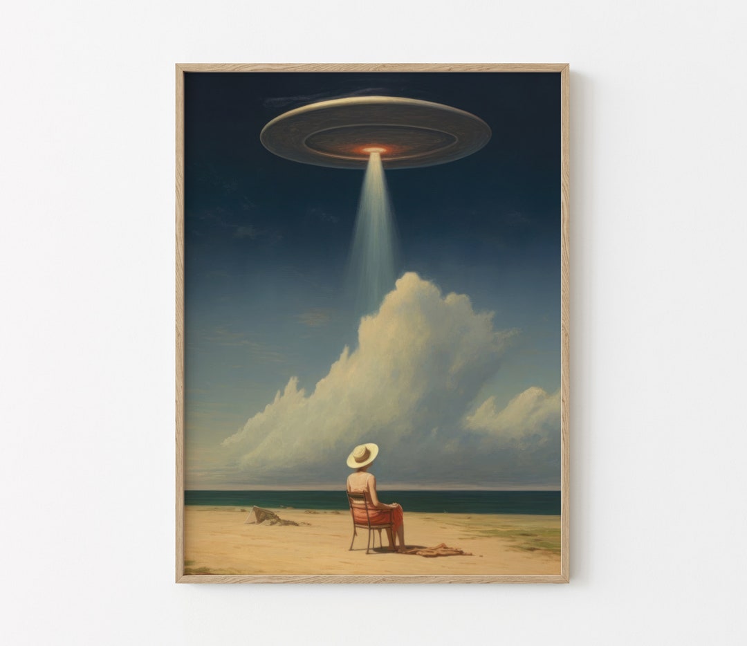 Beyond (UFO Art, Trippy Wall Art, Retro Art, Cosmic Art, Vintage Art ...