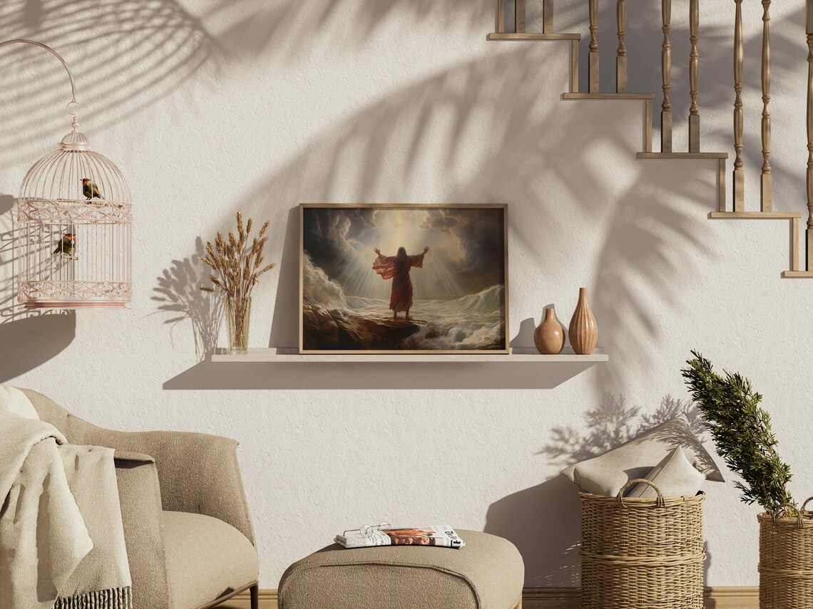 Moses Parting the Red Sea Oil Painting Print Exodus Old - Etsy