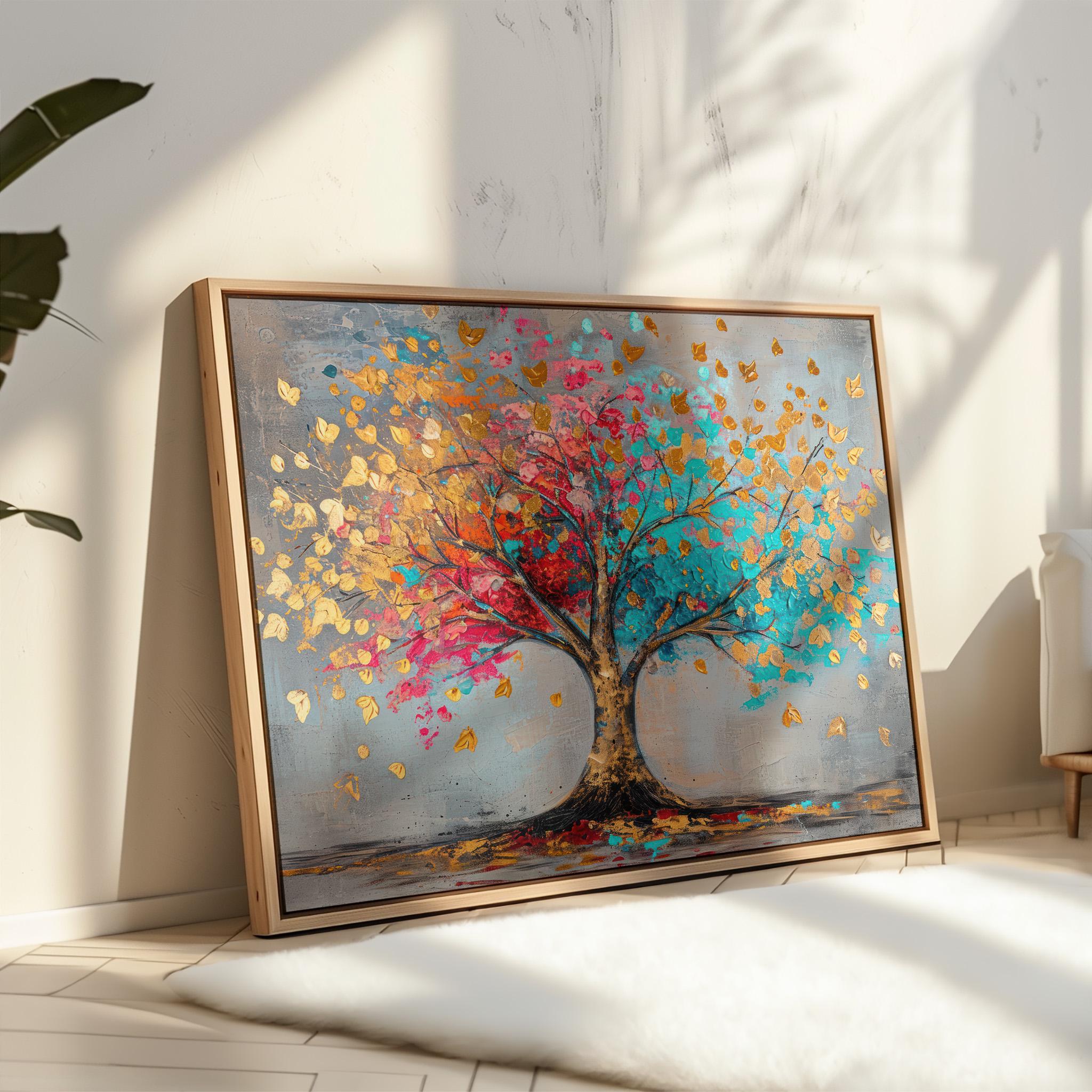 Abstract Blossom Tree Oil Painting Canvas Print | Blooming Colorful ...