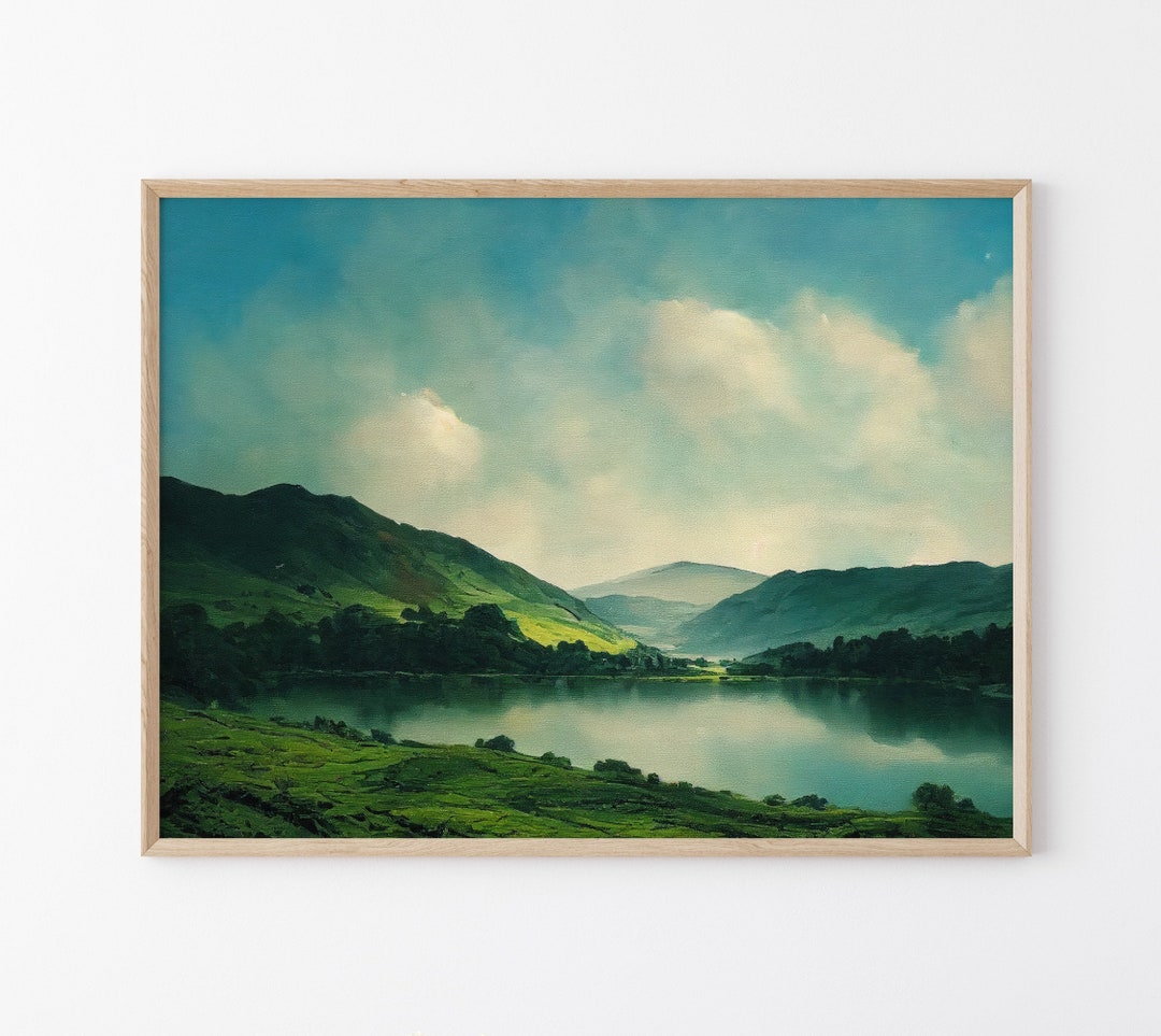 Lake District Oil Painting | Matte Wall Art Print | Landscape Lake Oil Painting | England Nature ...