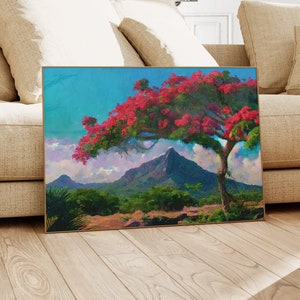 Red Flamboyant Tree Inspired Artwork, Gift for Nature Lovers ...